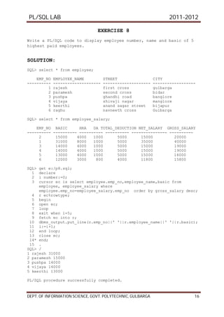Plsql lab mannual | PDF