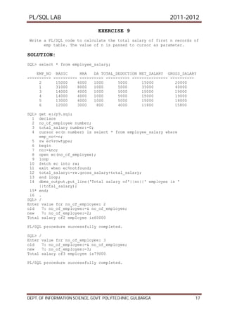 Plsql lab mannual | PDF