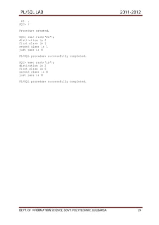 Plsql lab mannual | PDF