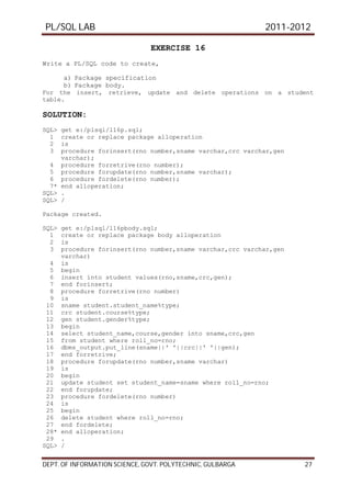 Plsql lab mannual | PDF
