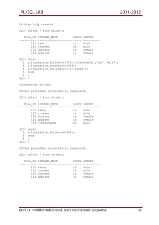 Plsql lab mannual | PDF