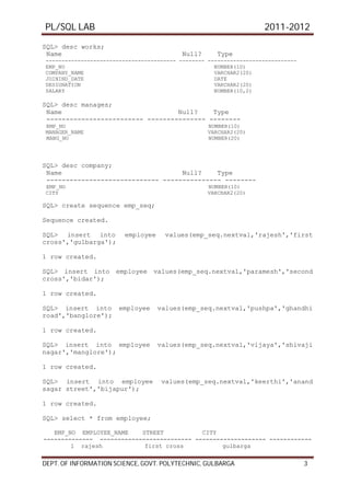 Plsql lab mannual | PDF