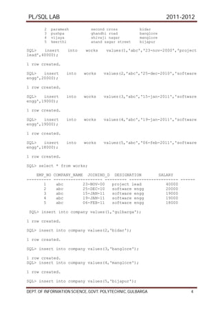 Plsql lab mannual | PDF