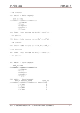 Plsql lab mannual | PDF