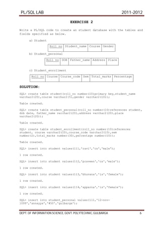 Plsql lab mannual | PDF