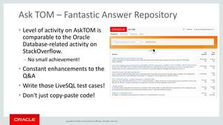 Oracle PL/SQL 12c and 18c New Features + RADstack + Community Sites ...