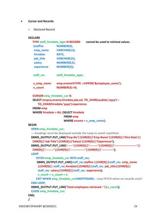 plsql notes.pdf for students Oracle databases | PDF