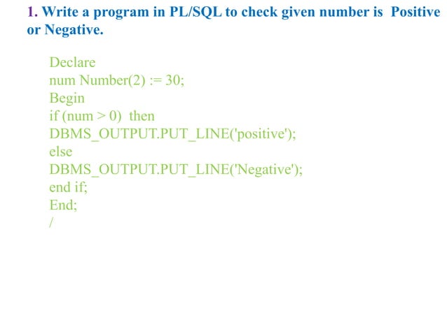 Plsql programs | PPT