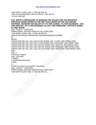 Plsql programs(encrypted) | PDF