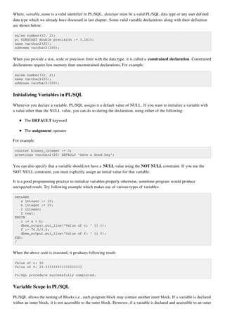 Plsql quick guide | PDF | Databases | Computer Software and Applications