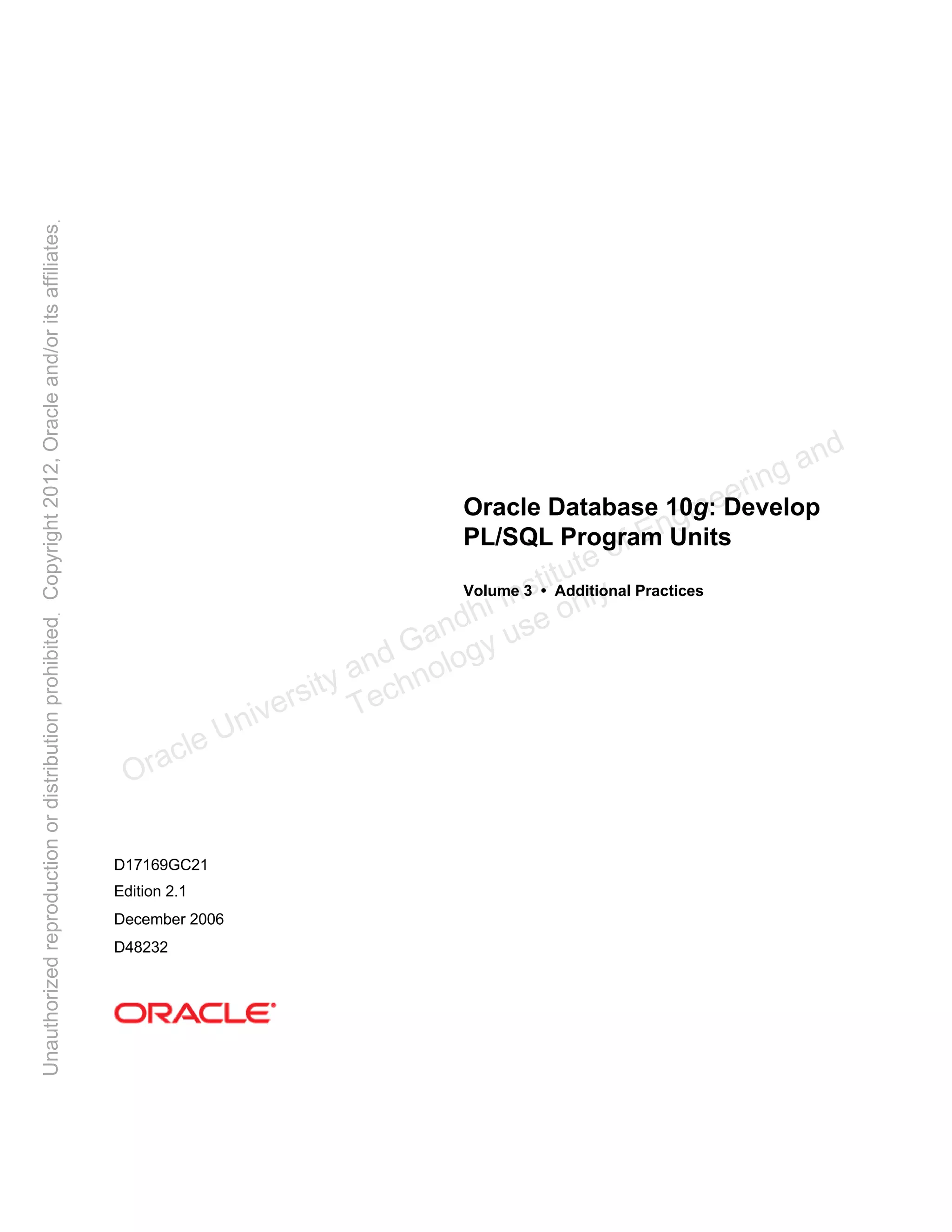 Pl sql student guide v 3 | PDF