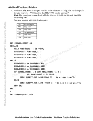 Pl sql student guide v 4 | PDF