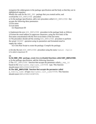 Plsql task | DOC | Databases | Computer Software and Applications