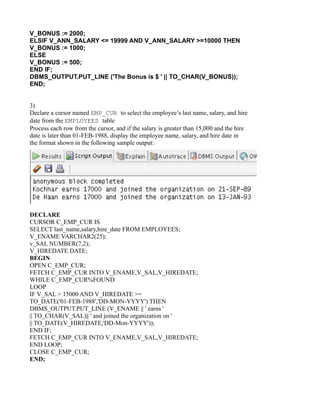 Plsql task answers | DOC