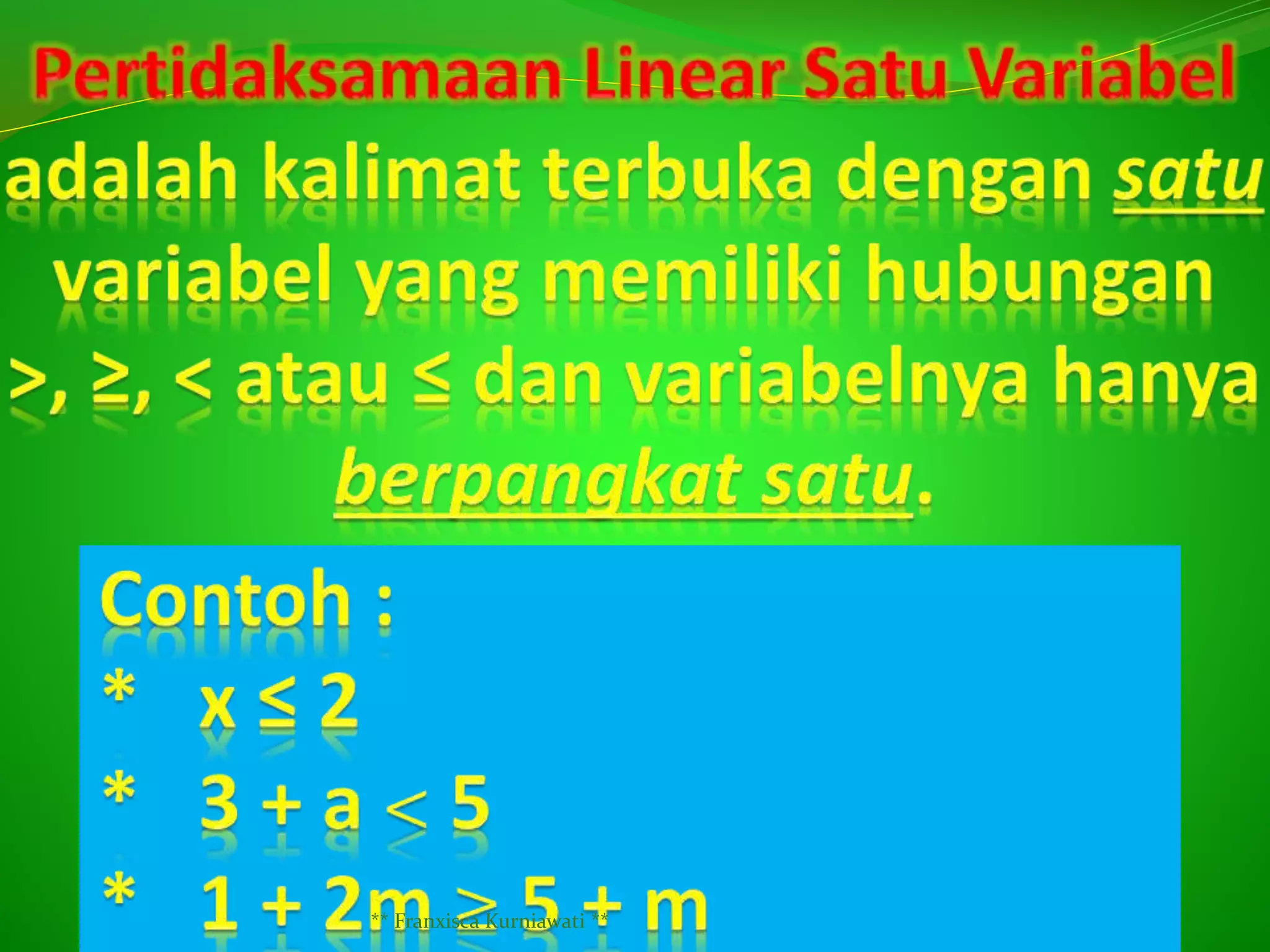 Persamaan Dan Pertidaksamaan Linear Satu Variabel | PPTX