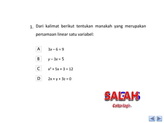 Persamaan Linear Satu Variabel | PPTX