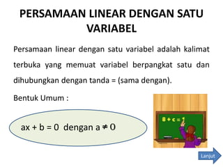 Persamaan Linear Satu Variabel | PPTX
