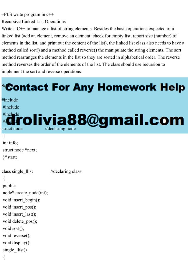 –PLS write program in c++Recursive Linked List OperationsWrite a.pdf