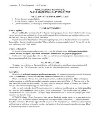Plant Systematics laboratory manual - techniques | PDF