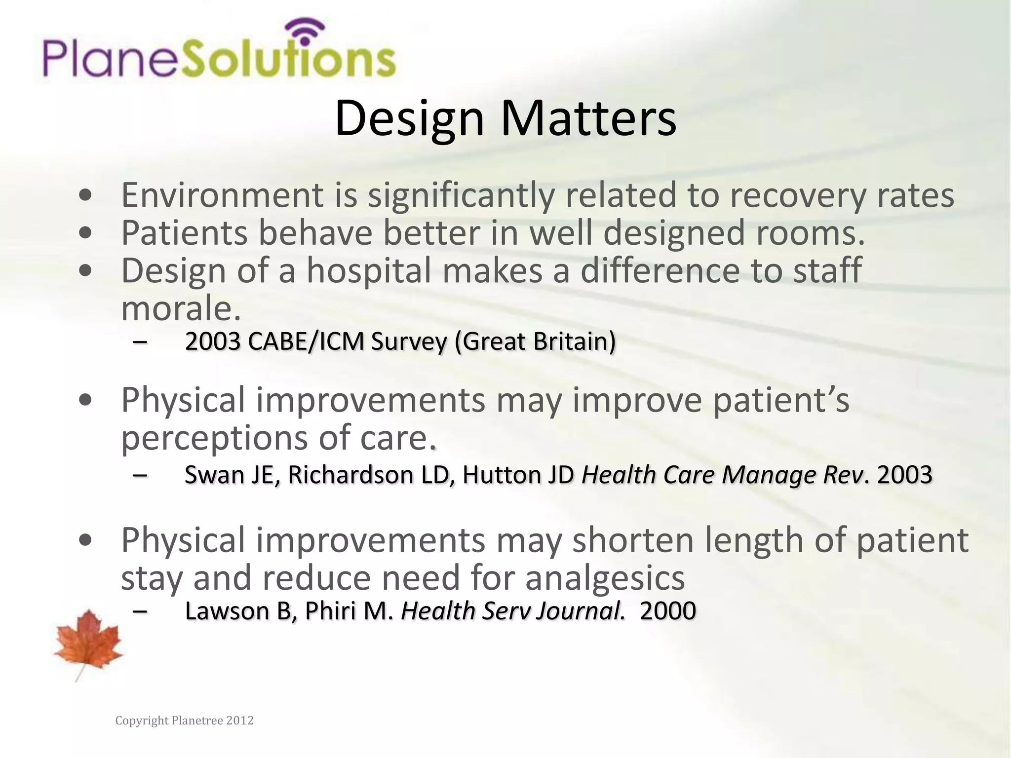 Research Roots of Planetree Patient-Centered Design | PPTX