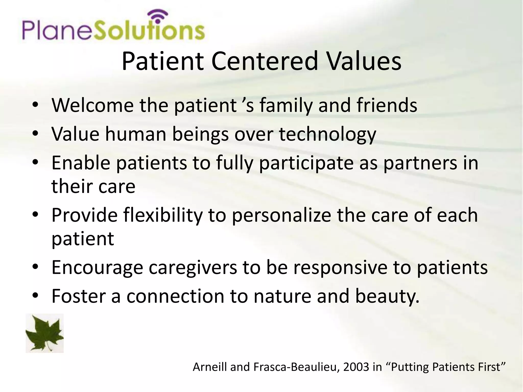 Research Roots of Planetree Patient-Centered Design | PPTX