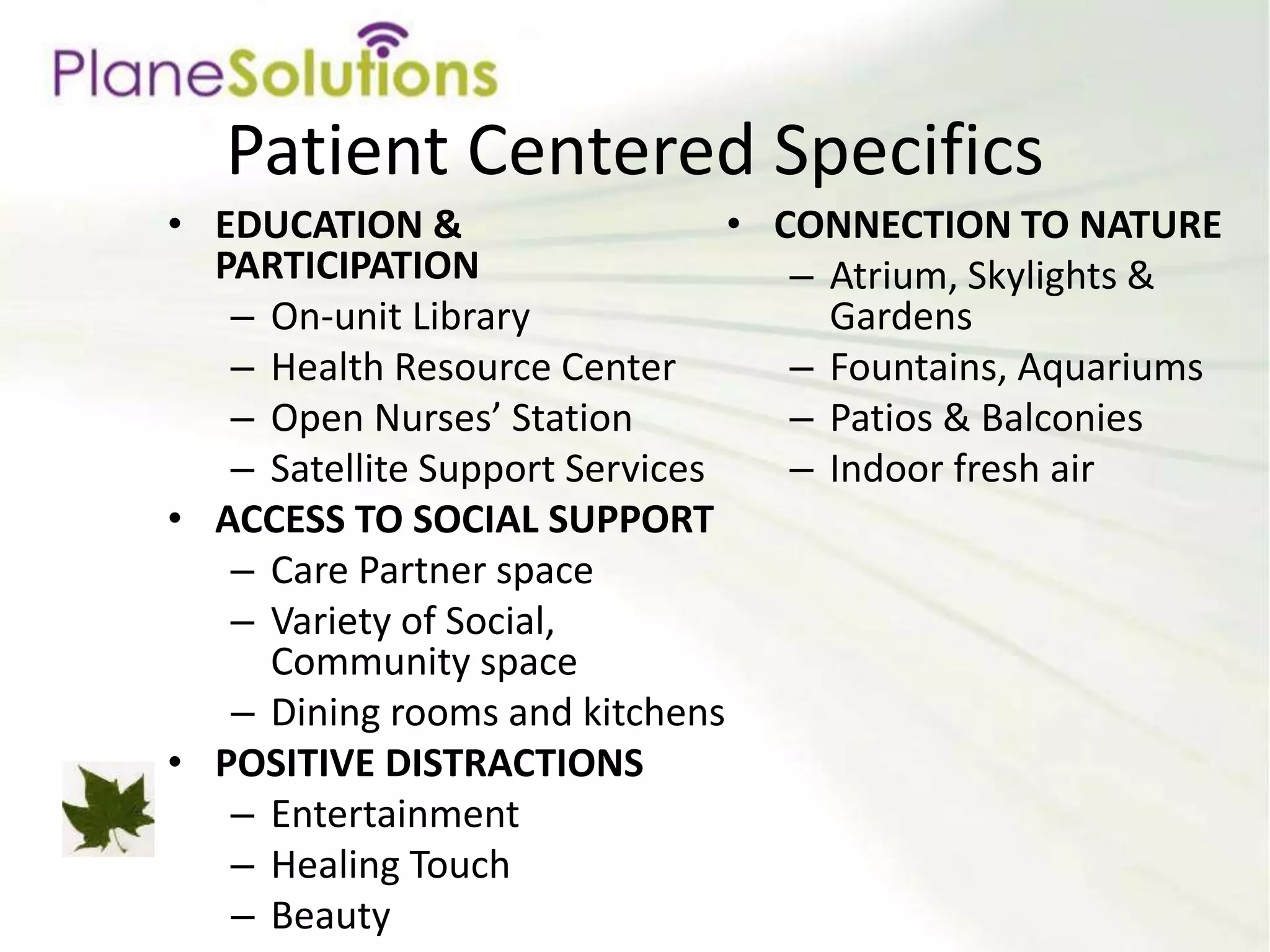 Research Roots of Planetree Patient-Centered Design | PPTX