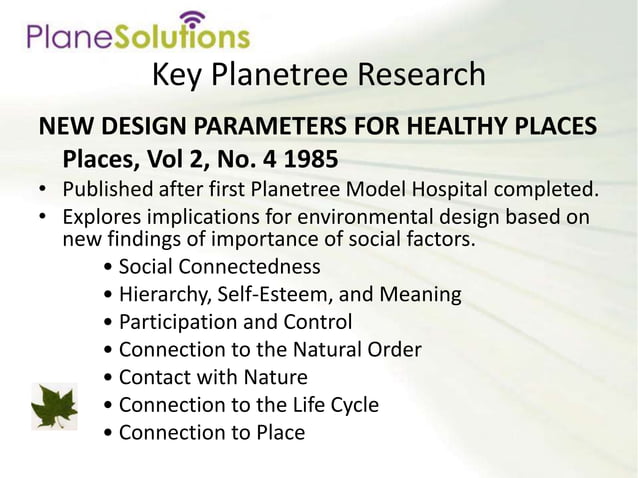 Research Roots of Planetree Patient-Centered Design | PPTX | Healthcare ...