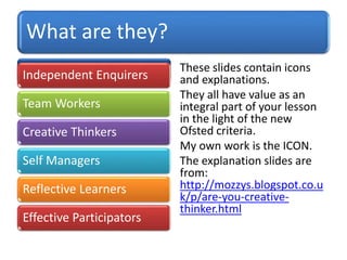 Personal Learning & Thinking Skills explained.... | PPTX