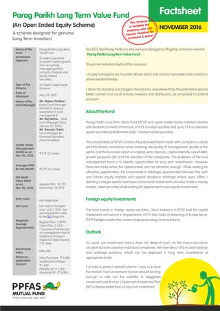 Parag Parikh Long Term Value Fund - Factsheet for November 2016 | PDF