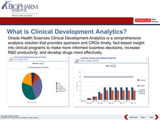 Plug & Play: Benefits of Out-of-the-Box Clinical Development Analytics (CDA) for Siebel Clinical ...