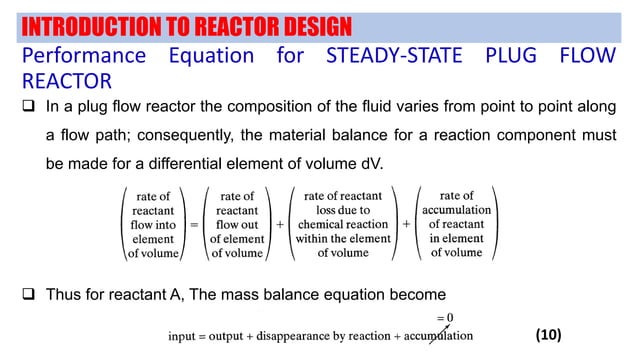 Plug Flow Reactor | PPTX | Chemistry | Science