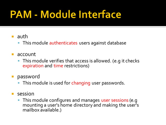 Pluggable Authentication Modules Ppt