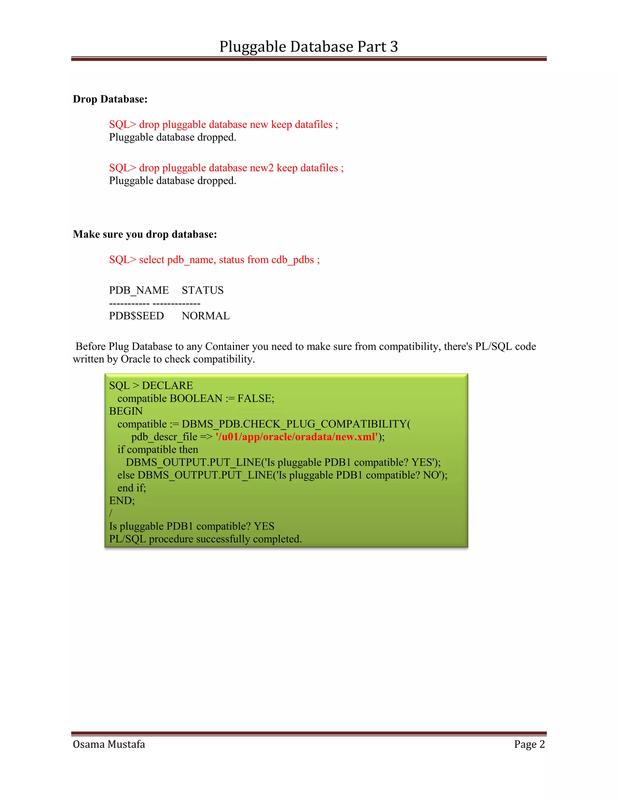 Pluggable database 3 | PDF