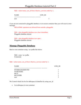 Pluggable database tutorial 2 | PDF | Databases | Computer Software and ...