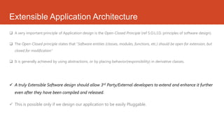 Plugin architecture (Extensible Application Architecture) | PPTX | Programming Languages | Computing