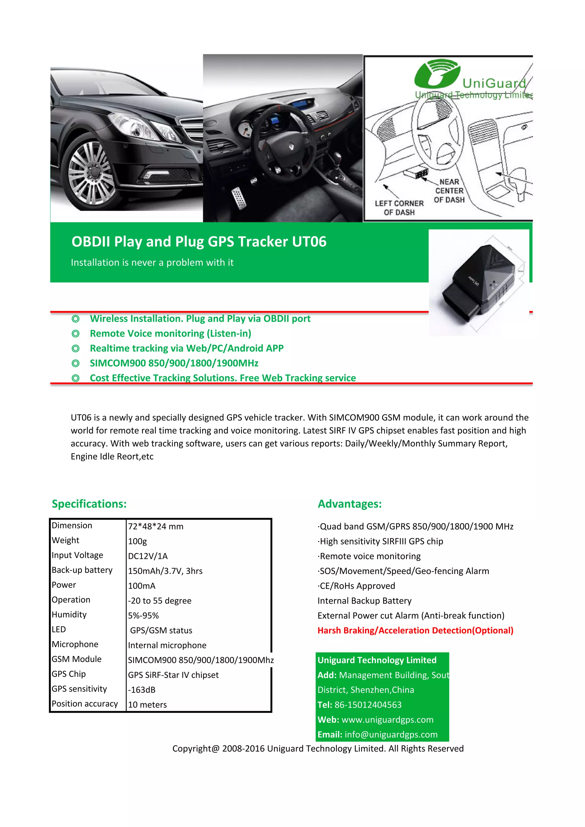 Plug & play gps tracker ut06 | PDF