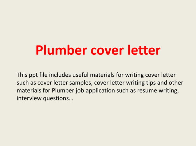 Plumber cover letter | PPT