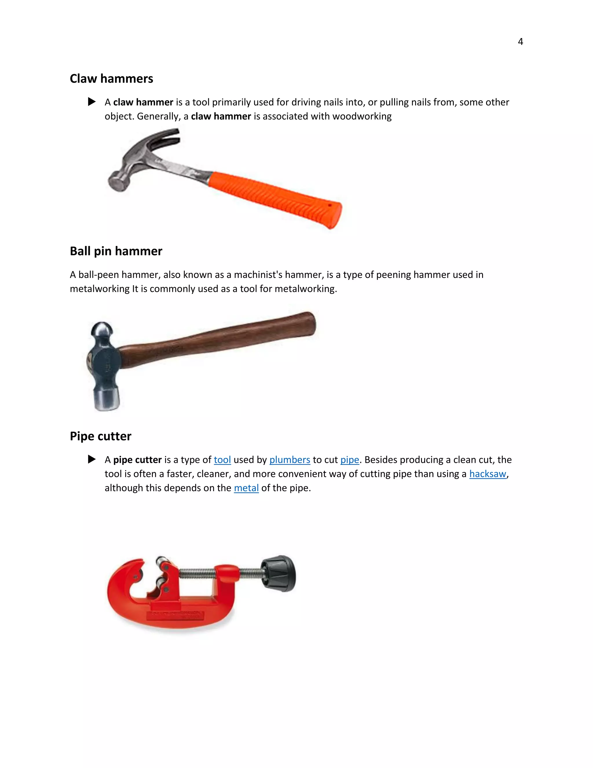 Plumbers hand tools | PDF