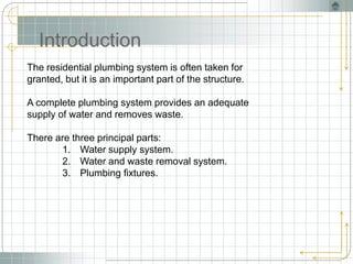 PPT OF PLUMBING AND COMPONETS | PPT on Plumbing | PPT