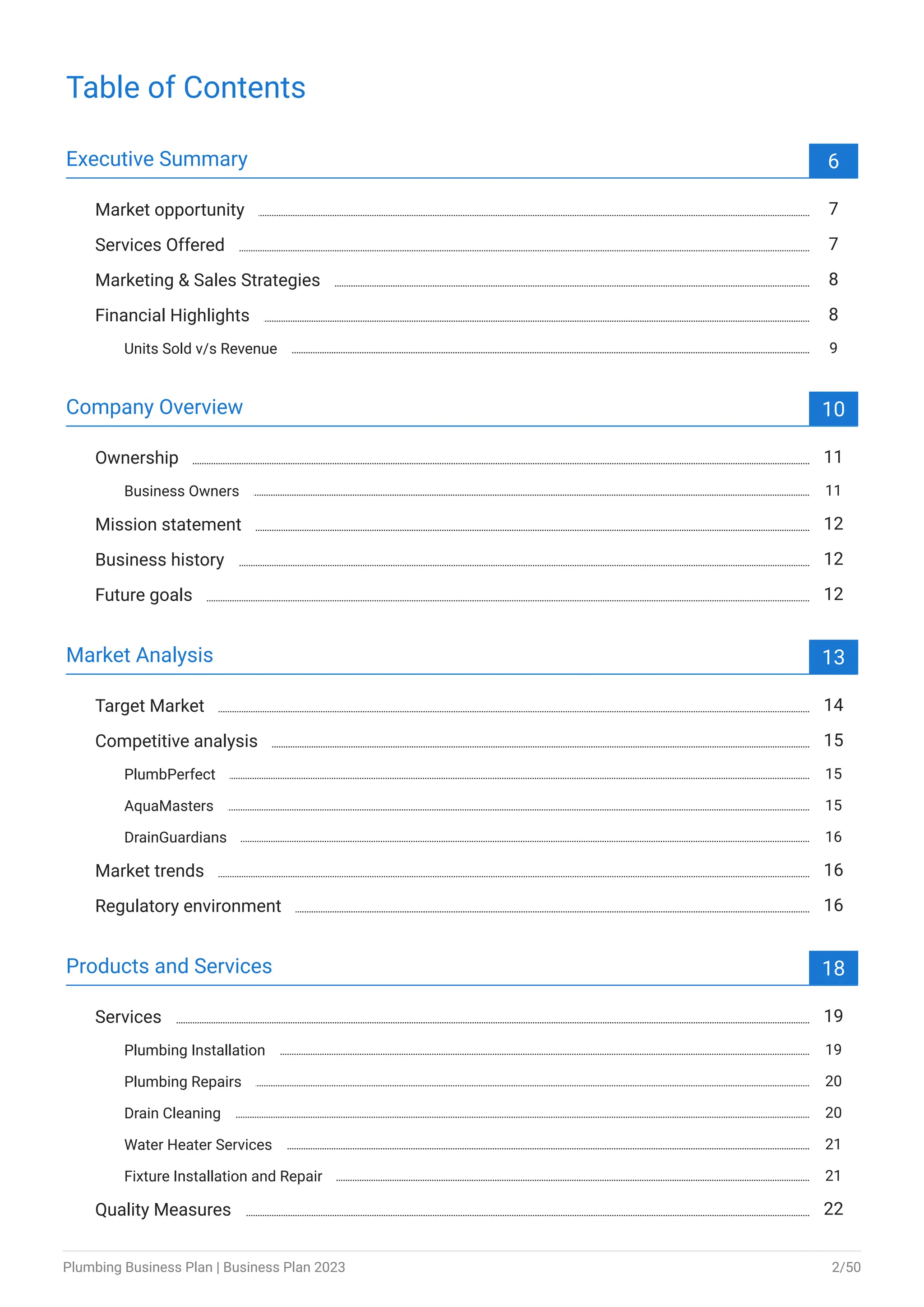 plumbing business plan example | upmetrics | PDF