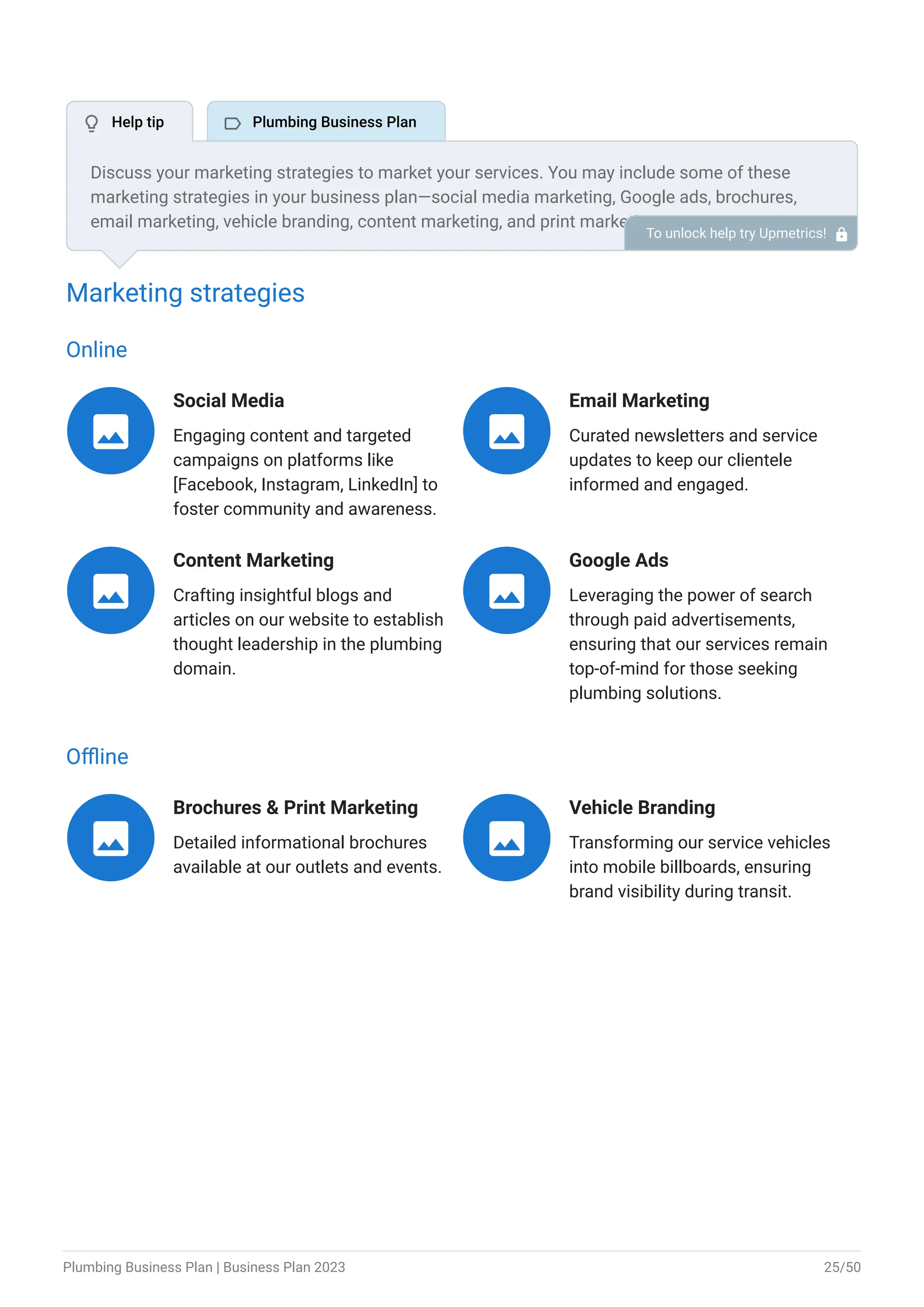 plumbing business plan example | upmetrics | PDF