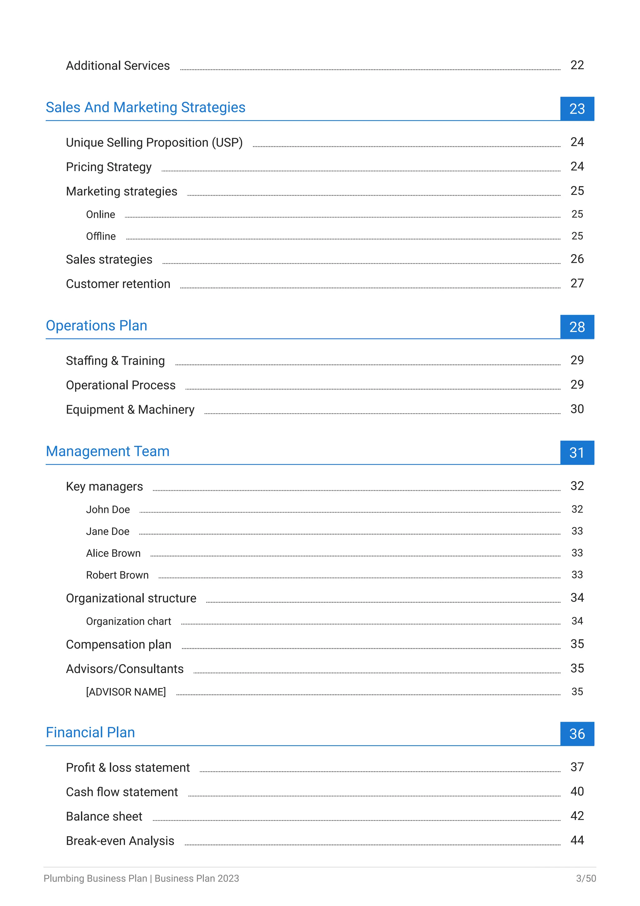 plumbing business plan example | upmetrics | PDF