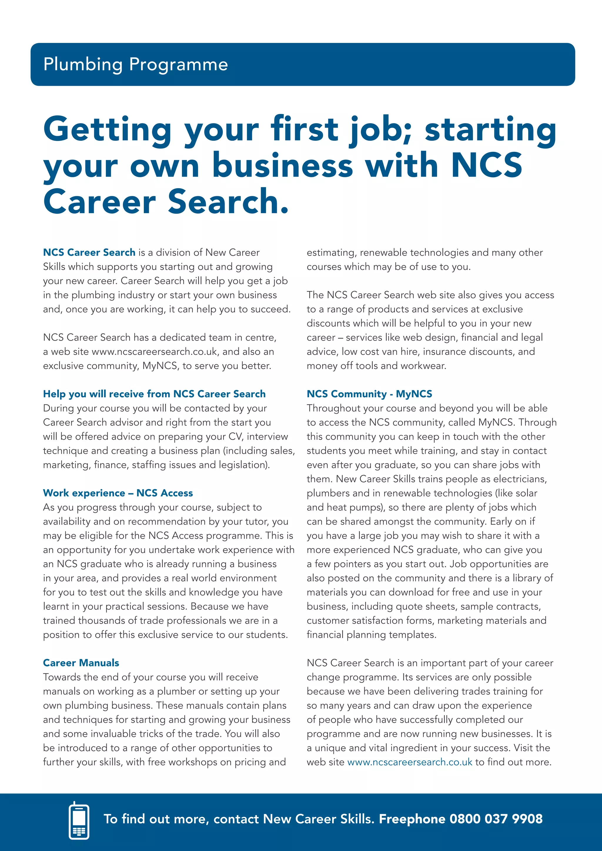 Plumbing career training courses brochure | PDF