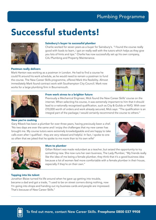 Plumbing career training courses brochure | PDF