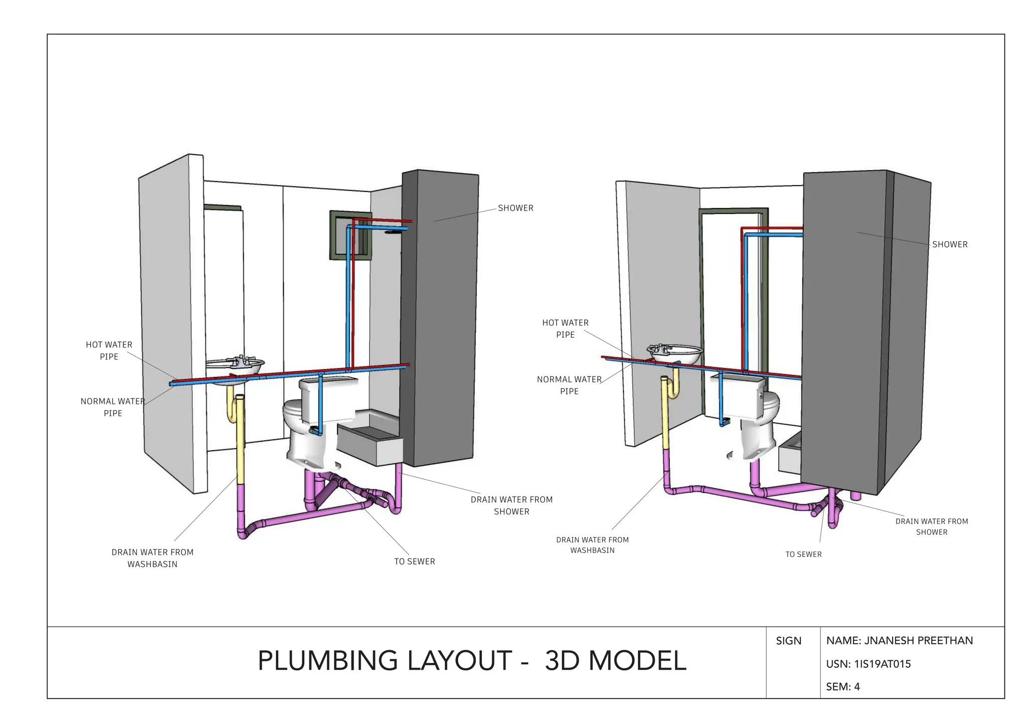 PLUMBING LAYOUT- CIVIL ENGINEERING-MEP-E | PDF
