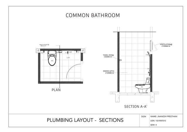 PLUMBING LAYOUT- CIVIL ENGINEERING-MEP-E | PDF | Bath and Shower ...
