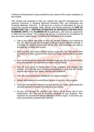 PLUMBING NC II - CBLM | PDF