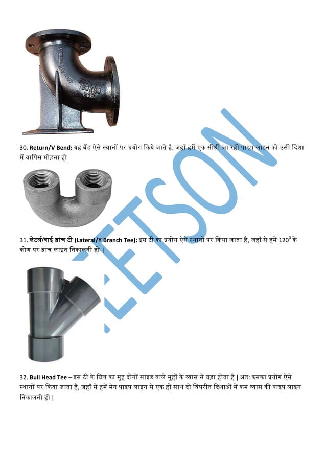 Types of Plumbing Pipe Fittings and their Uses Notes | PDF