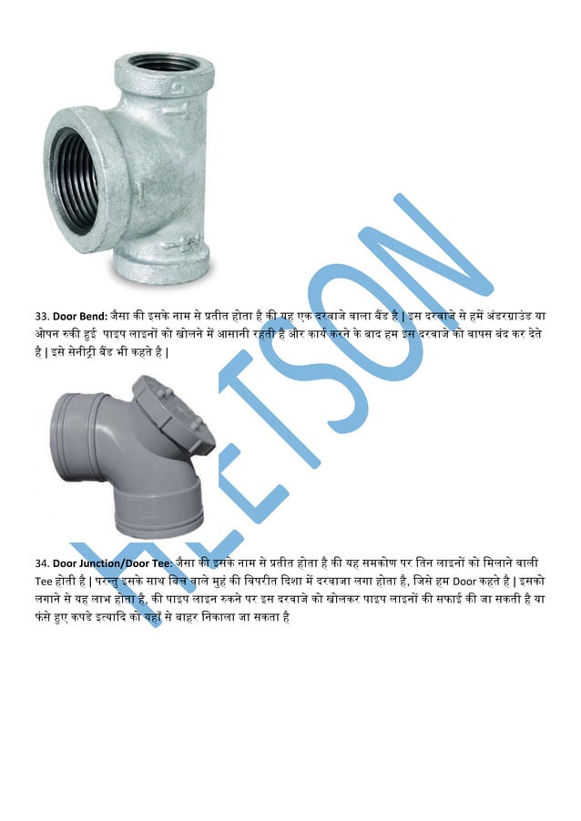 Types of Plumbing Pipe Fittings and their Uses Notes | PDF