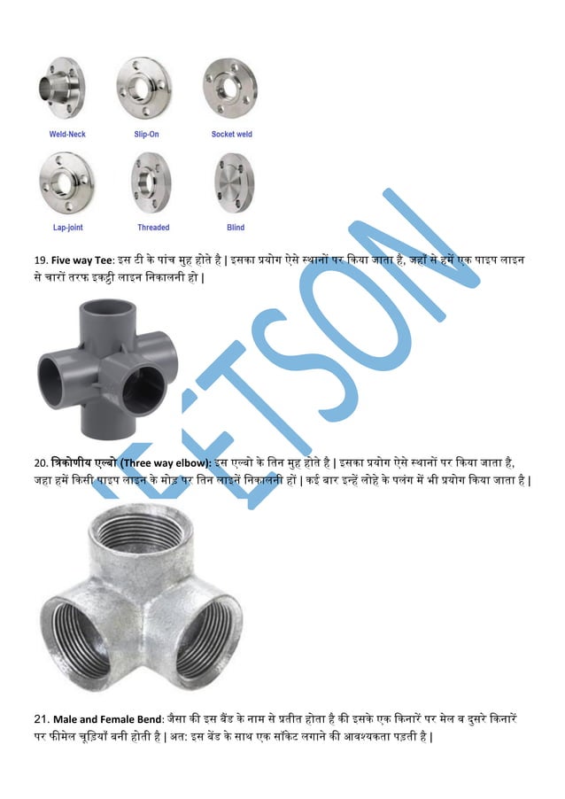 Types of Plumbing Pipe Fittings and their Uses Notes | PDF